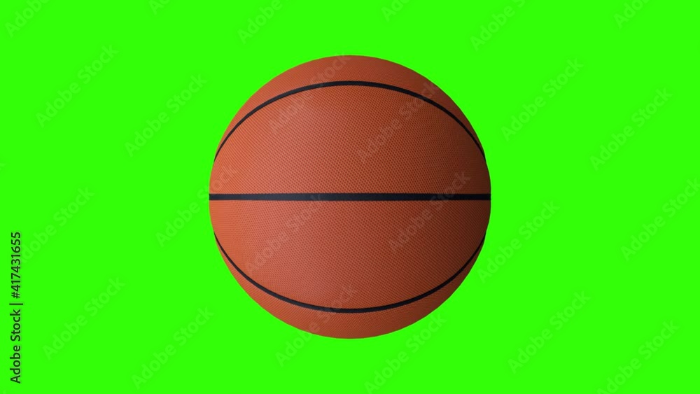 Basketball ball spinning on a green screen - chromakey background, loop ...