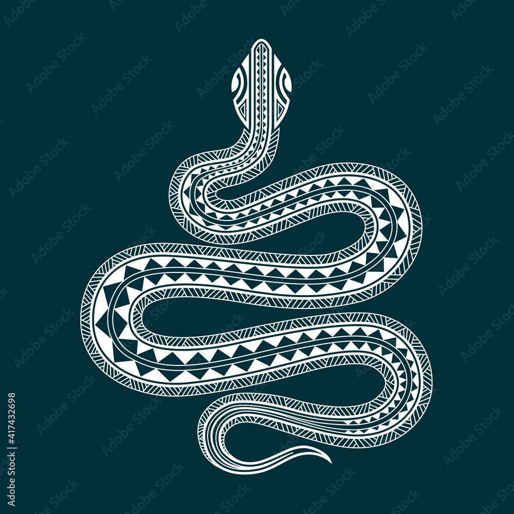 Snake Illustration. Chinese Zodiac snake sighn. Maori style. Stock ...