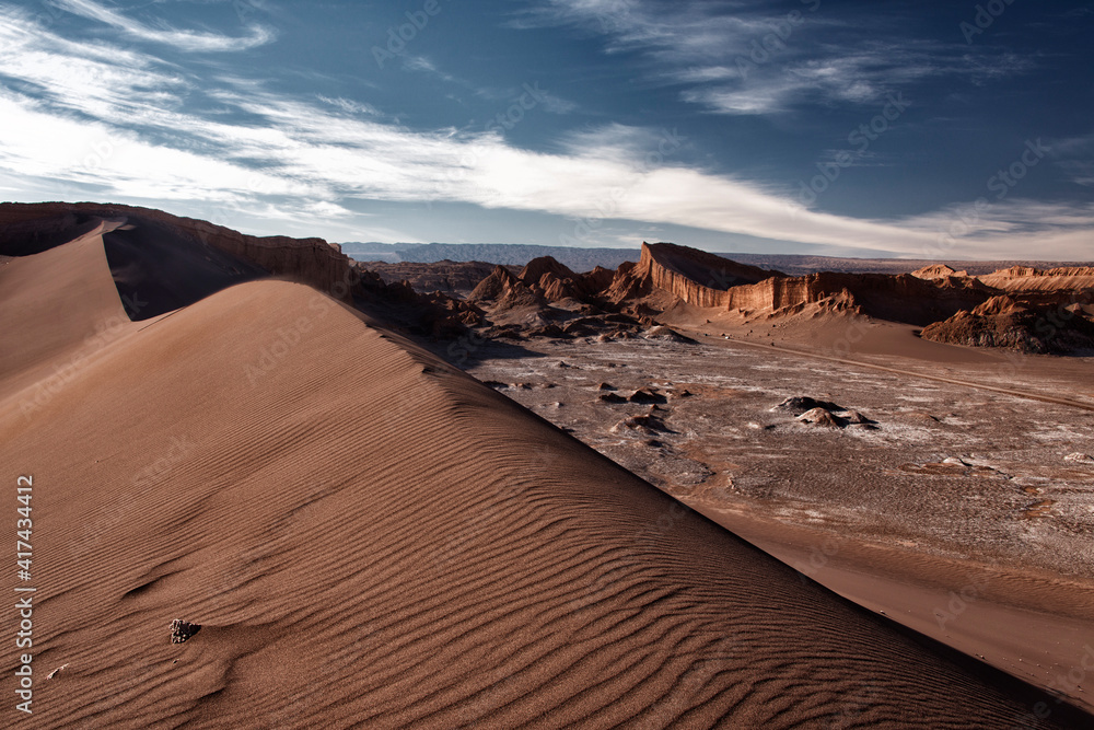 Great dune and the amphitheater in the background under a beautiful sky ...