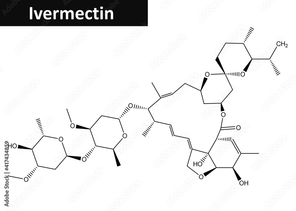 Molecular structure of Ivermectin, 2D rendering Stock Illustration ...