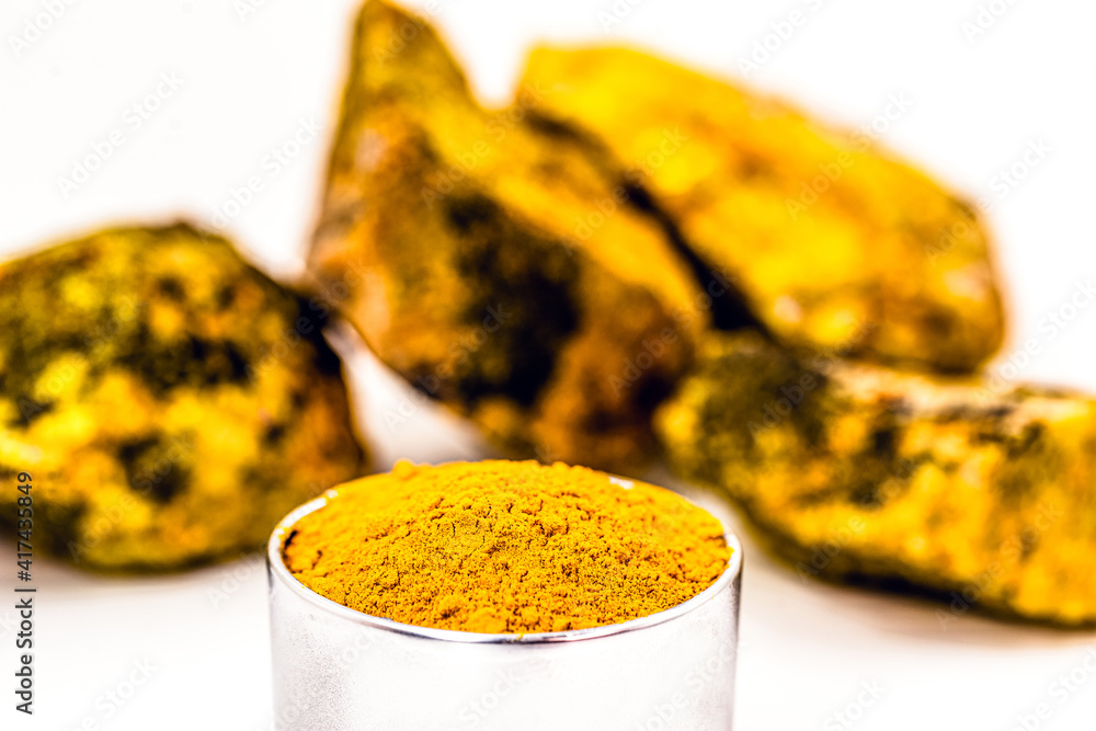 Uranium, radioactive ore on isolated white background, mineral and ...