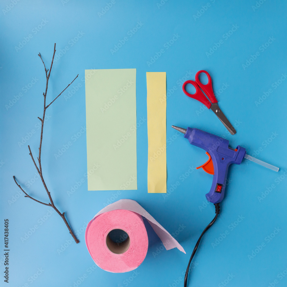 materials for crafts, how to make a tree branch with flowers, step by ...