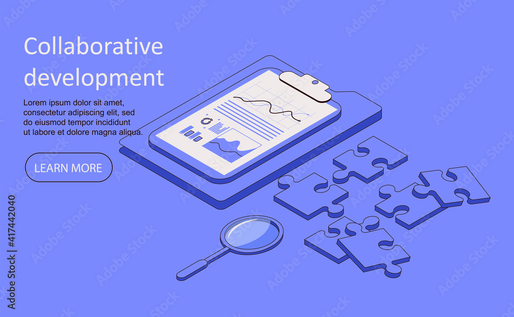 Collaborative development banner. Business concept of teamwork and ...