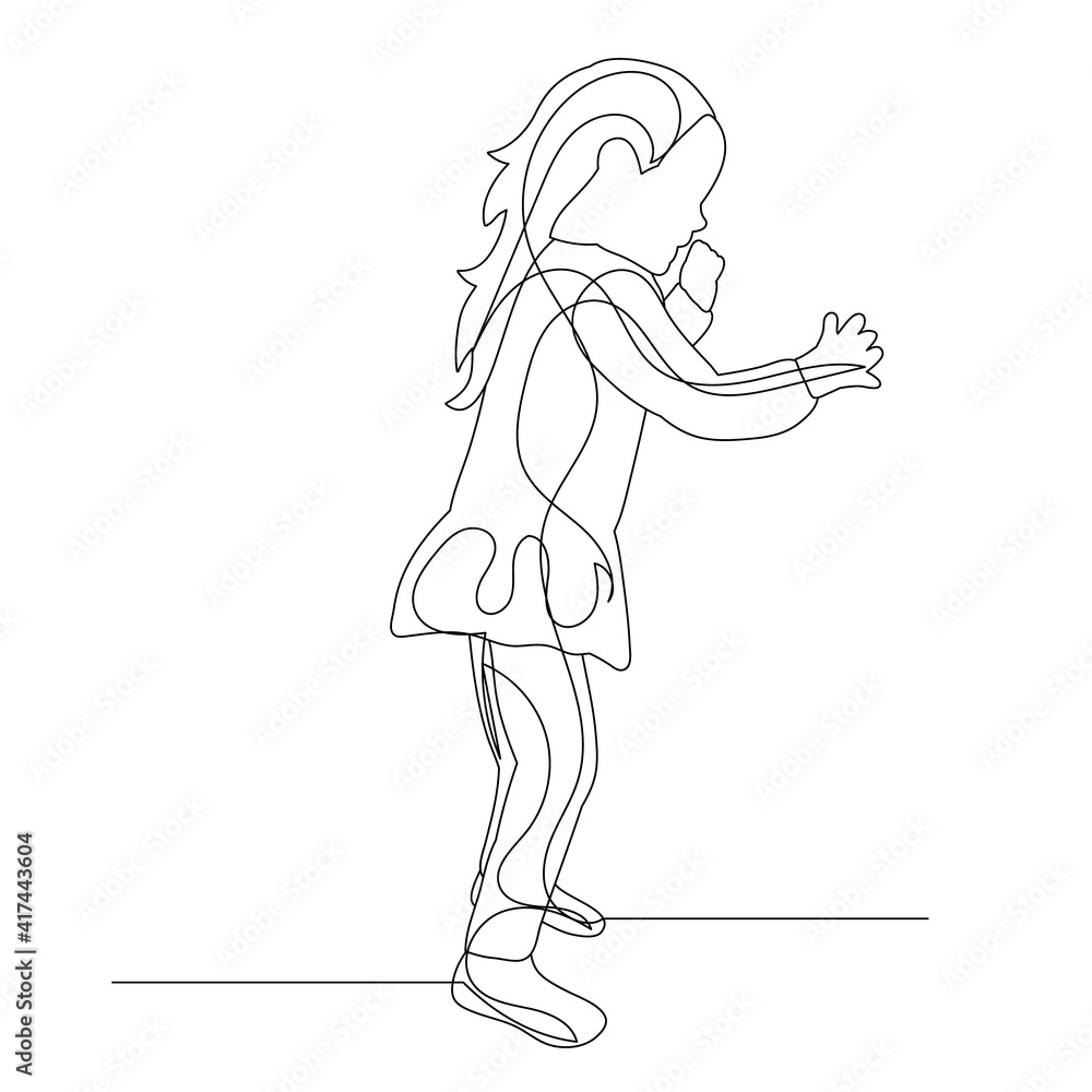 isolated, one line drawing girl, child Stock Vector | Adobe Stock