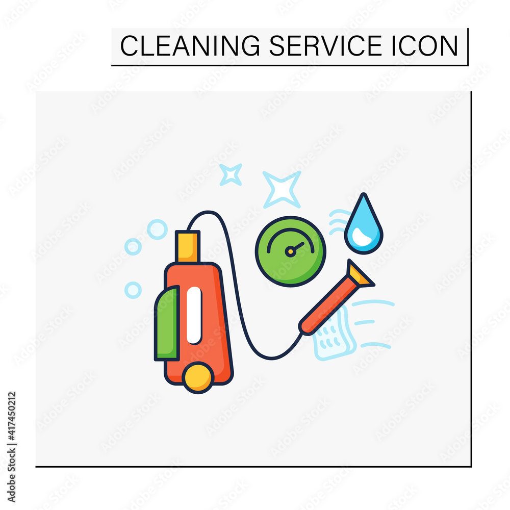 Pressure washing color icon. Power washing. Hydro-jet cleaning. High ...