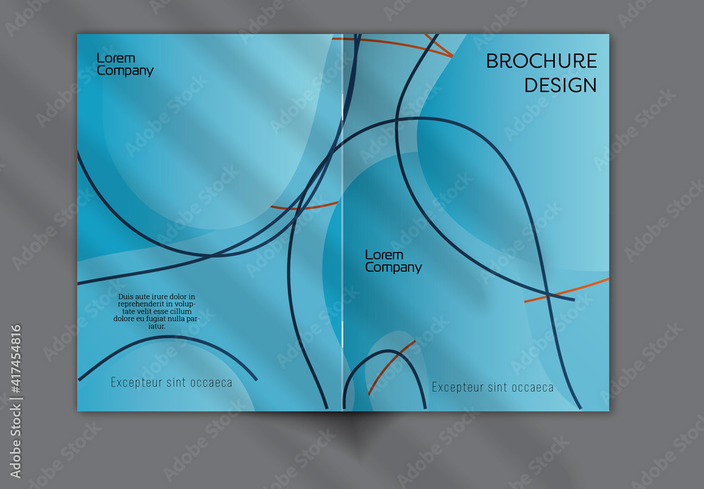 Brochure Cover Layout with Abstract Gradient Wavy Shapes and Lines ...