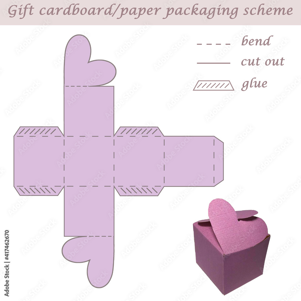 Heart shaped gift paper or cardboard packaging scheme box for events ...