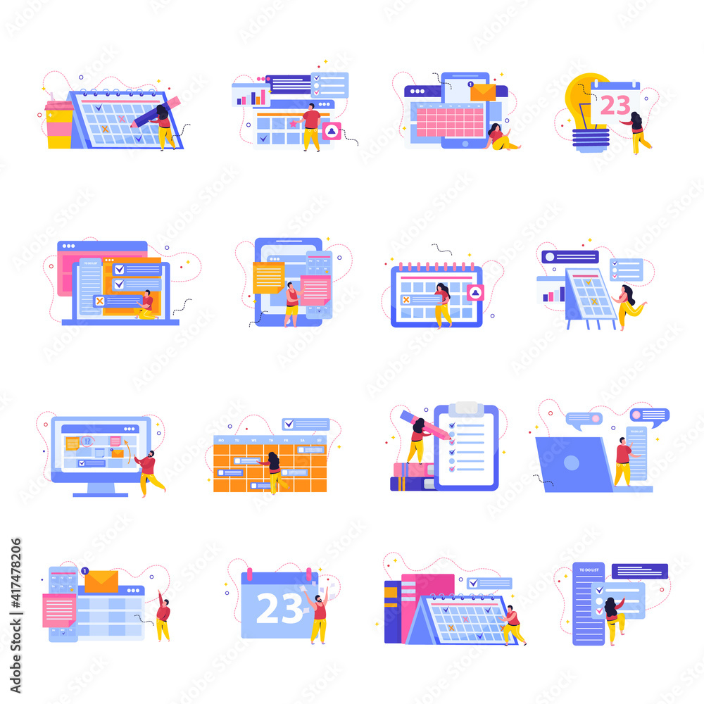 Planning Schedule Icon Set Stock Vector | Adobe Stock