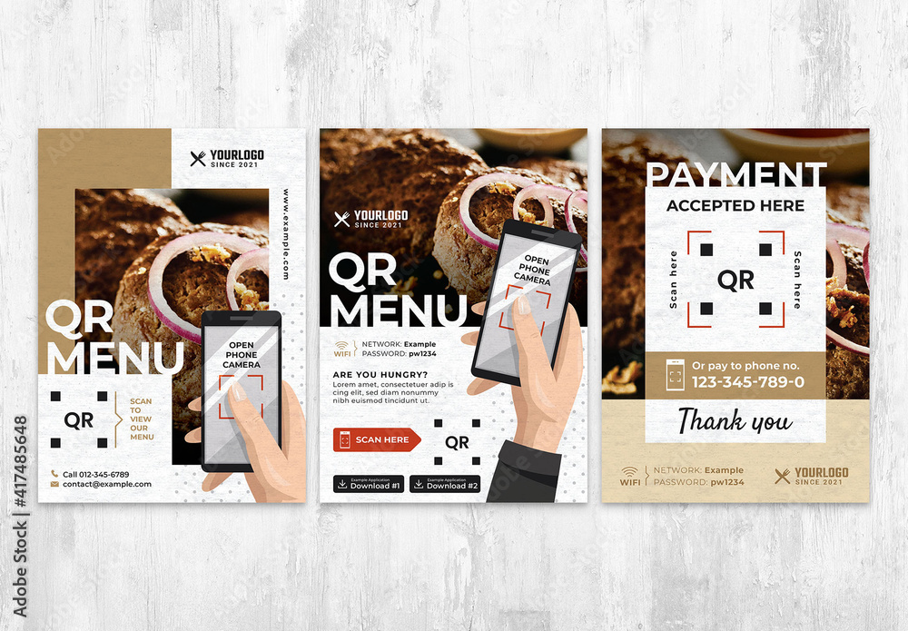 QR Code for Menu Download Application Order and Payment Stock Template ...