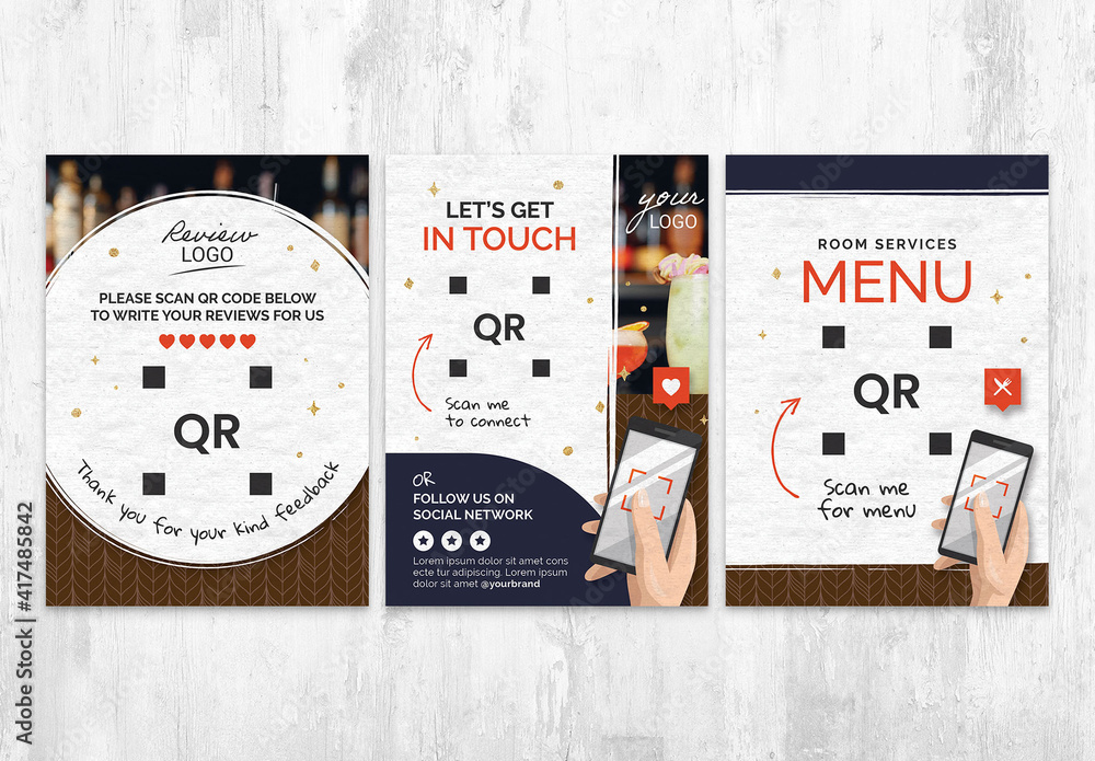QR Code Contact Review and Room Services for Hotel Stock Template ...