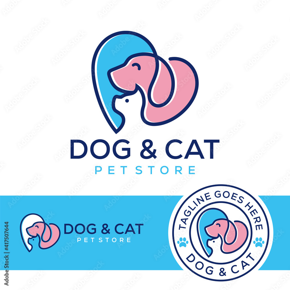 Vector Pet Shop logo design template. Modern animal icon label for ...