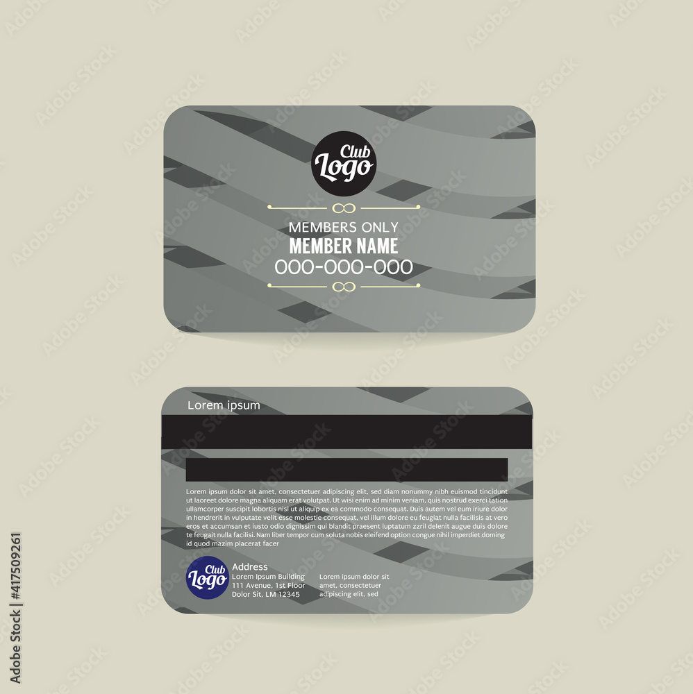 Front And Back Club Member Card Template Abstract Wave Vector ...