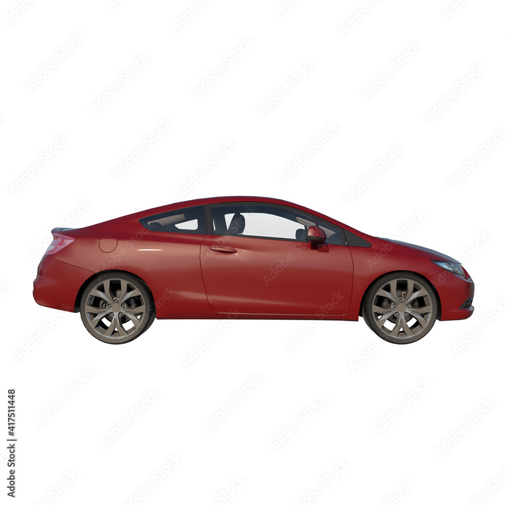 Sedan car city tourism transport 2- lateral side view white background ...