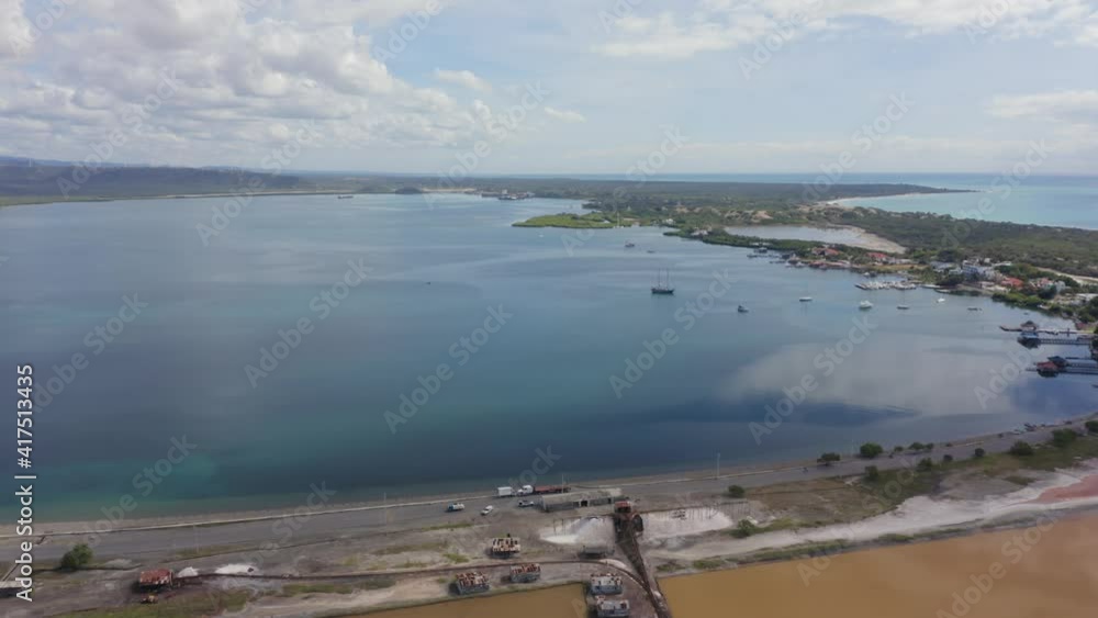 Vidéo Stock aerial view of bahia de calderas bani dominican republic ...