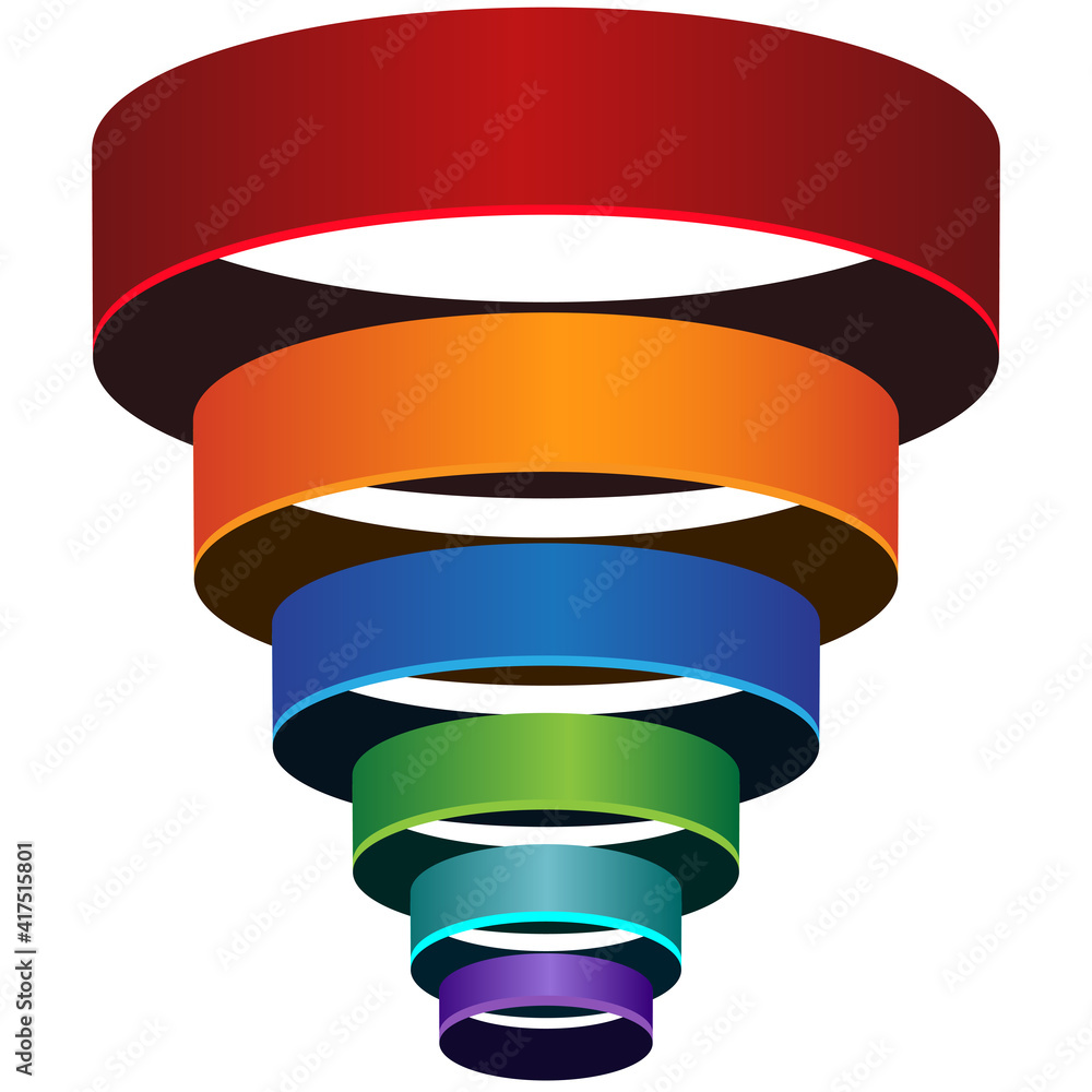 3D Segmented Funnel Chart Stock Vector | Adobe Stock