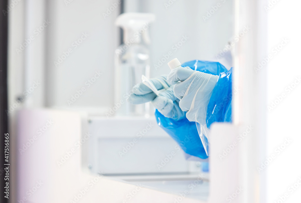 Covid-19 proactive examination testing, Medical worker collecting ...