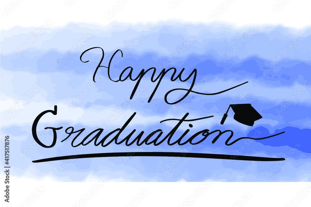 Font lettering calligraphy hand written happy graduation smoke blue ...