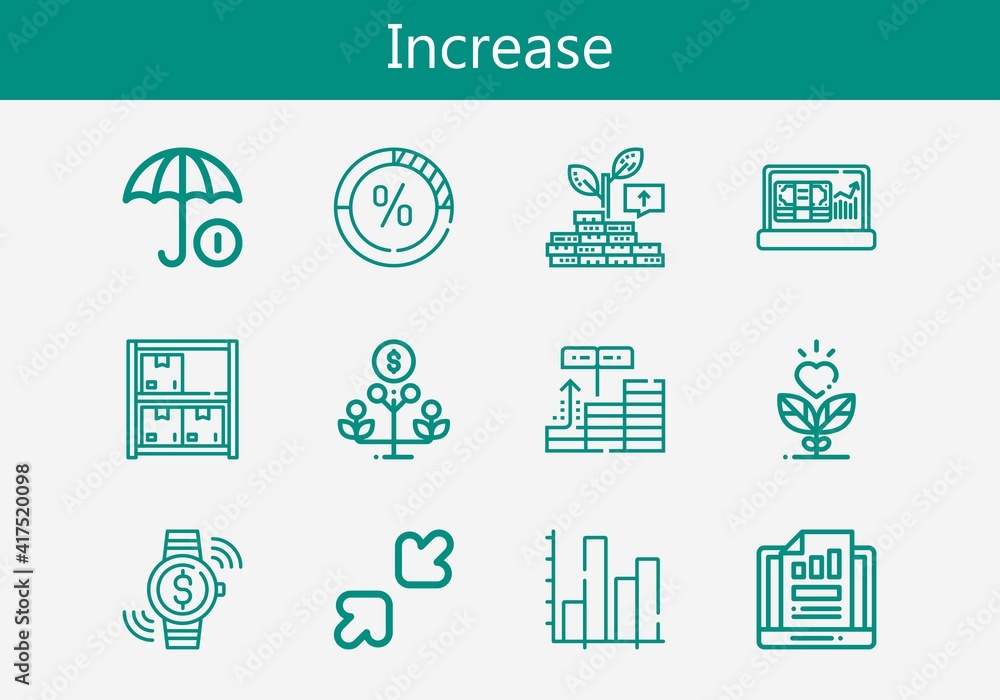 Premium set of increase line icons. Simple increase icon pack. Stroke ...
