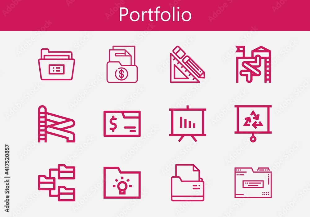 Premium set of portfolio line icons. Simple portfolio icon pack. Stroke ...
