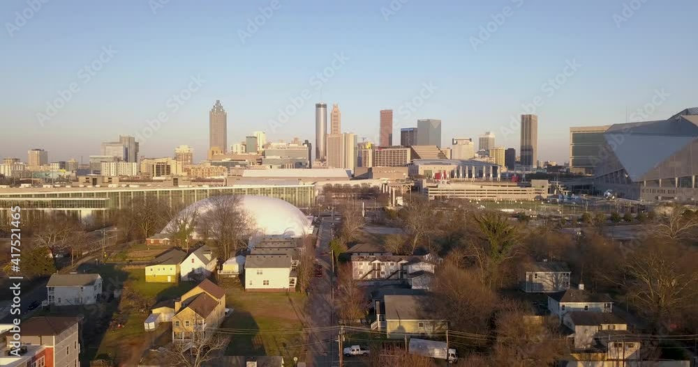 Aerial view of downtown Atlanta, Georgia and Westside suburban ...