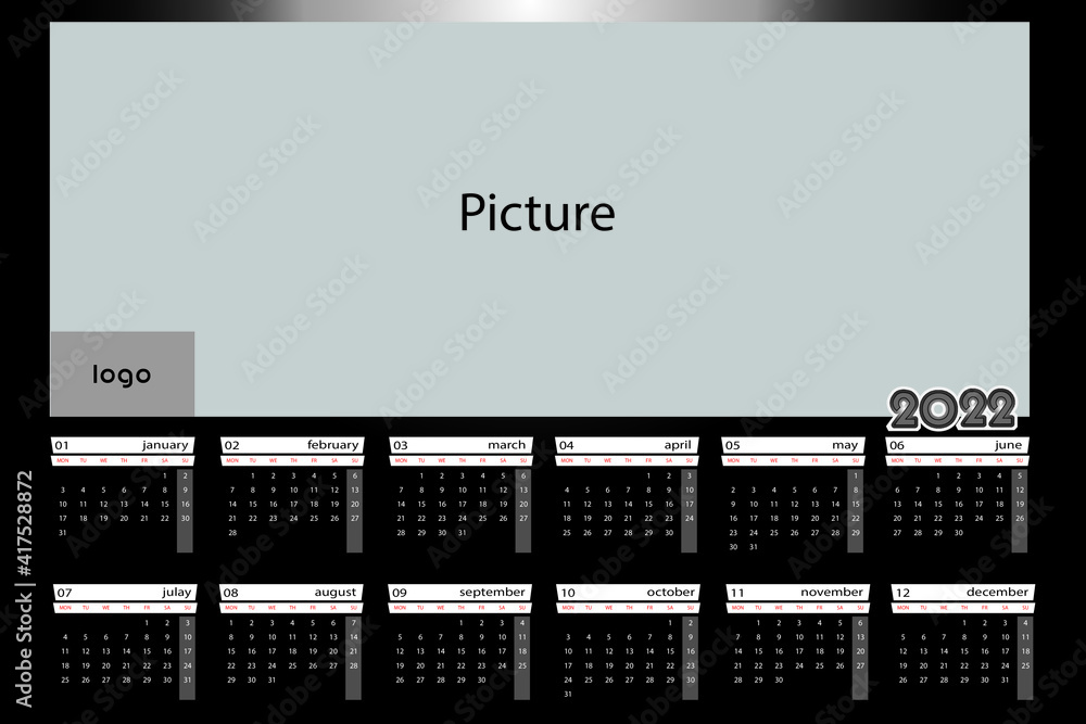 98 / 5000 Wyniki tłumaczenia Calendar for the whole year. 12 months on ...