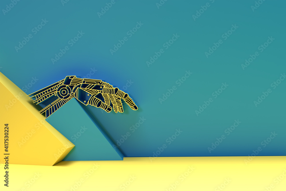 3D Render Hands of Robo, Virtual Reality or Artificial Intelligence ...