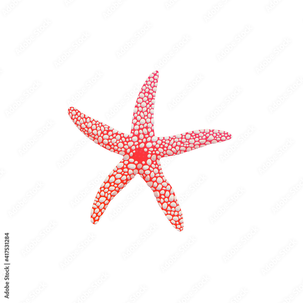 Cartoon icon or symbol of pink sea starfish, flat vector illustration ...