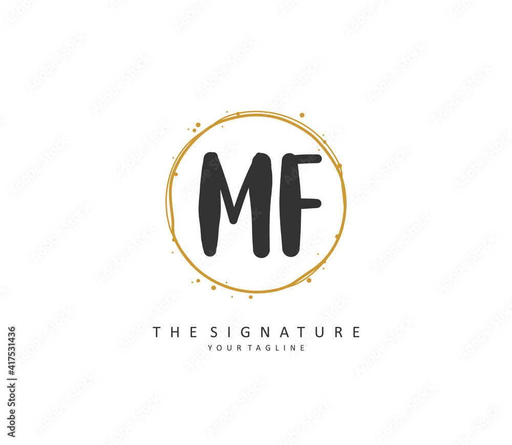 MF Initial letter handwriting and signature logo. A concept handwriting ...