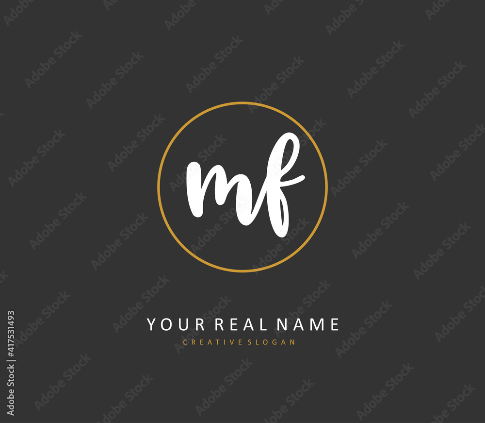 MF Initial letter handwriting and signature logo. A concept handwriting ...