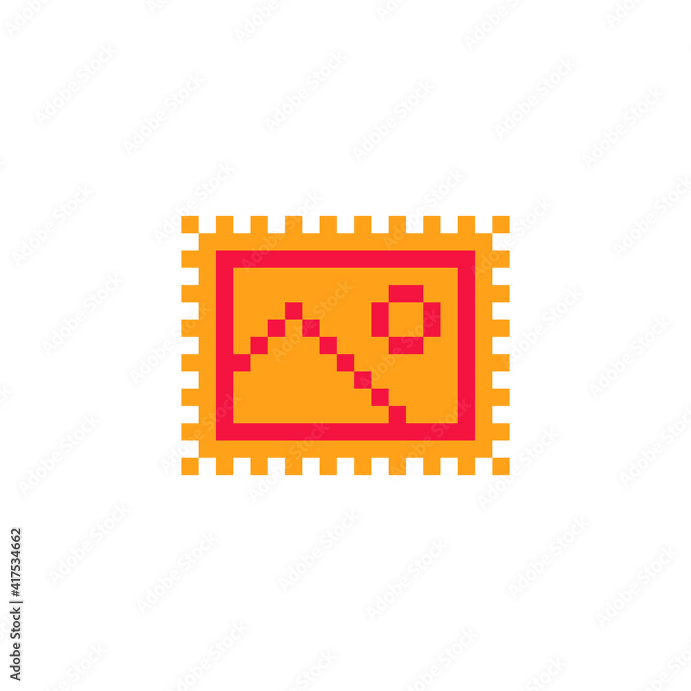Postage Stamp. Pixel art style icon. Video game 8-bit sprite. Flat ...