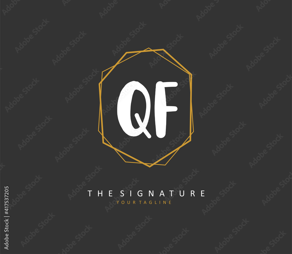 QF Initial letter handwriting and signature logo. A concept handwriting ...