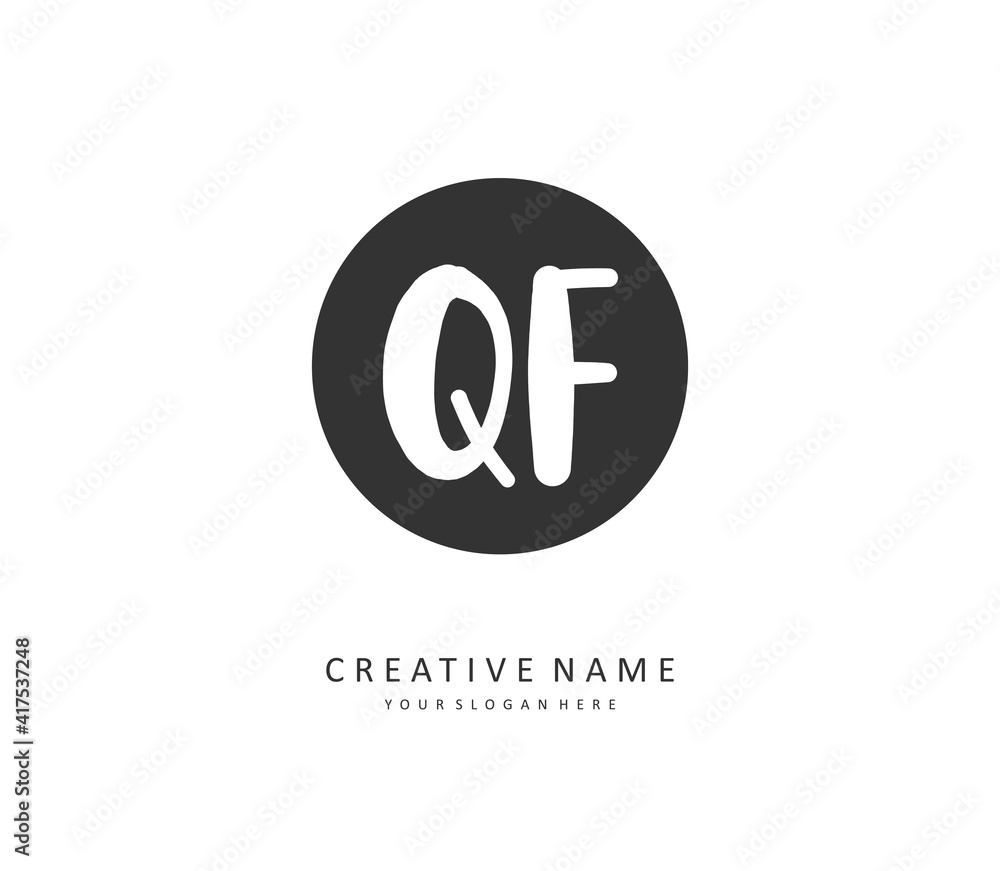 QF Initial letter handwriting and signature logo. A concept handwriting ...