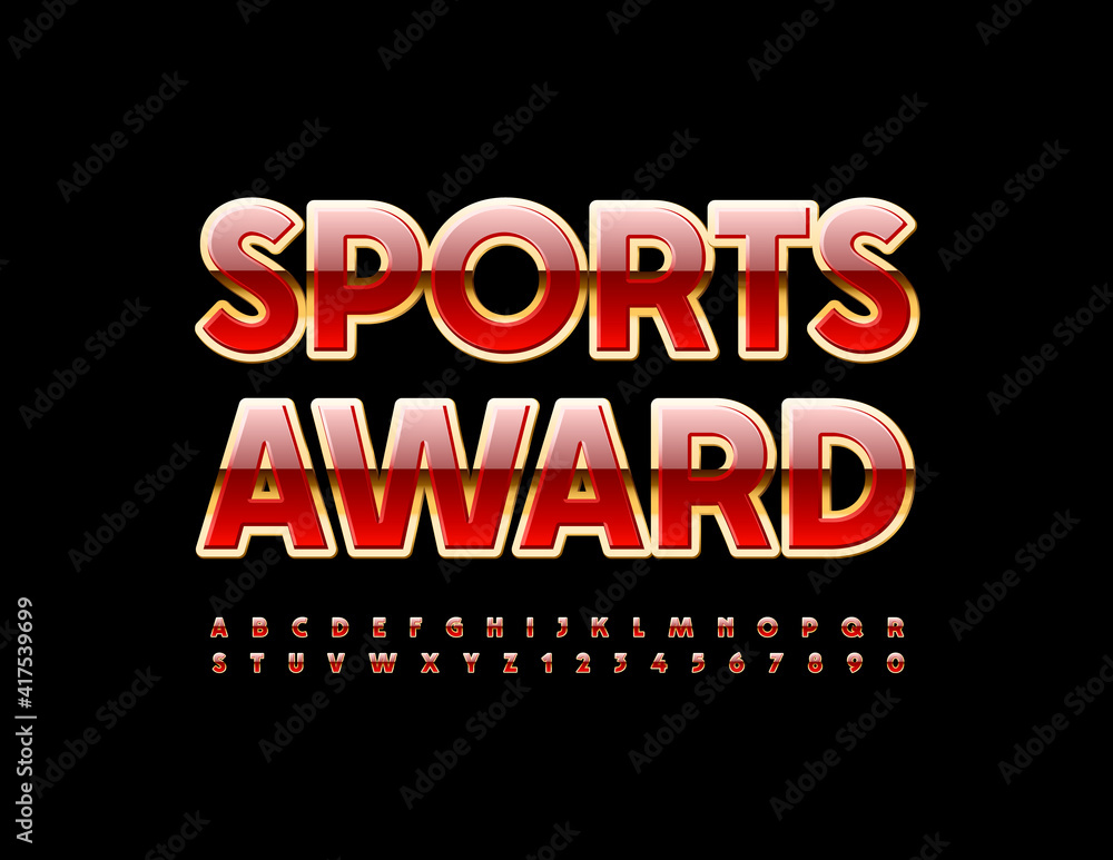 Vector premium banner Sports Award. Red and Gold elite Font. Shiny ...
