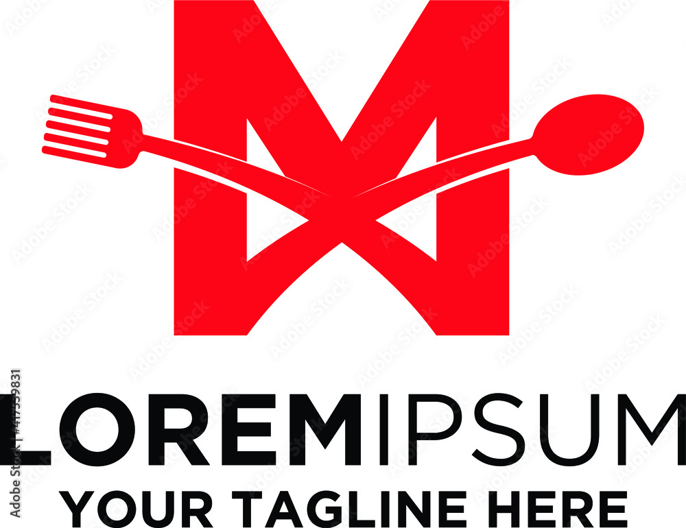 Letter M Food logo design Stock Vector | Adobe Stock