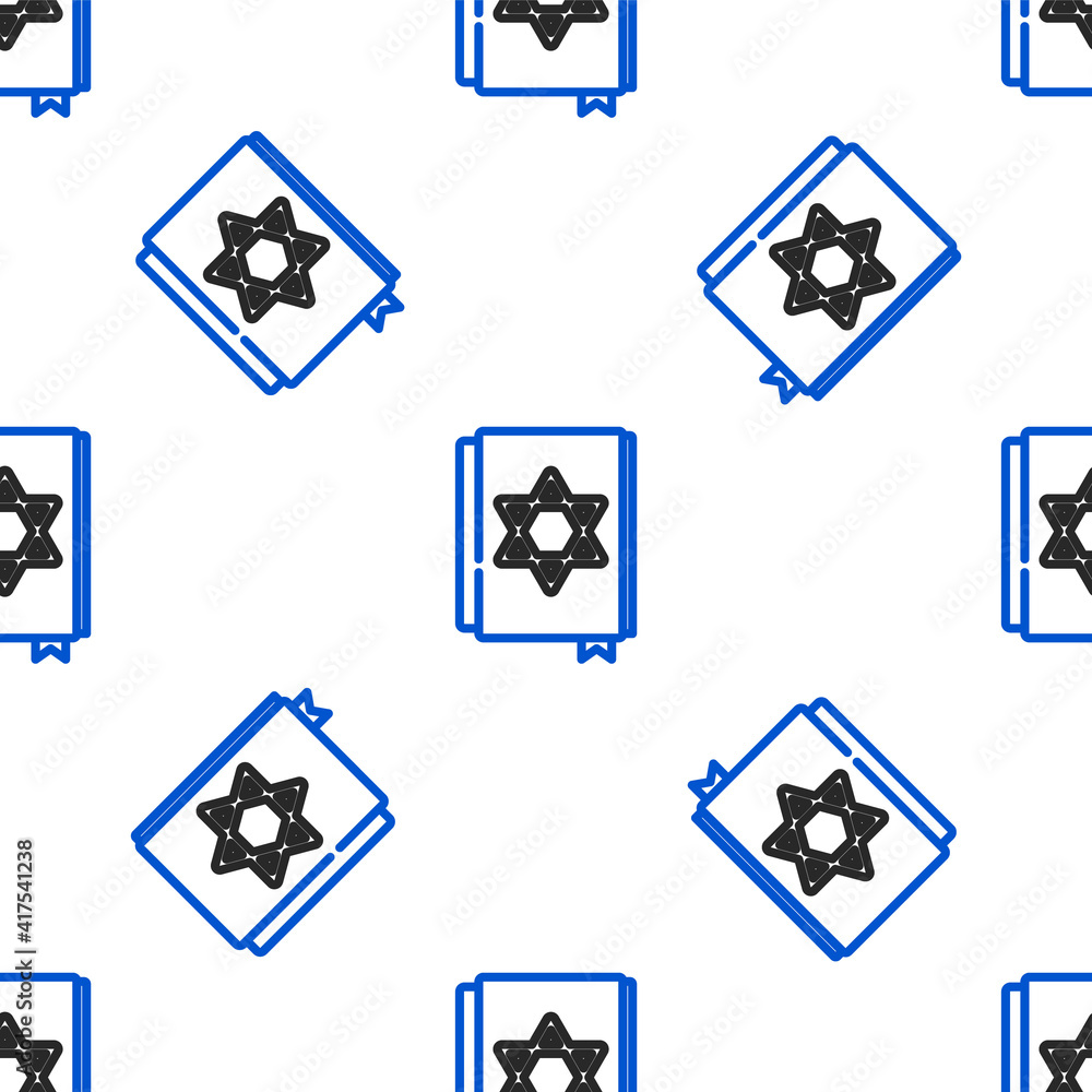 Line Jewish torah book icon isolated seamless pattern on white ...