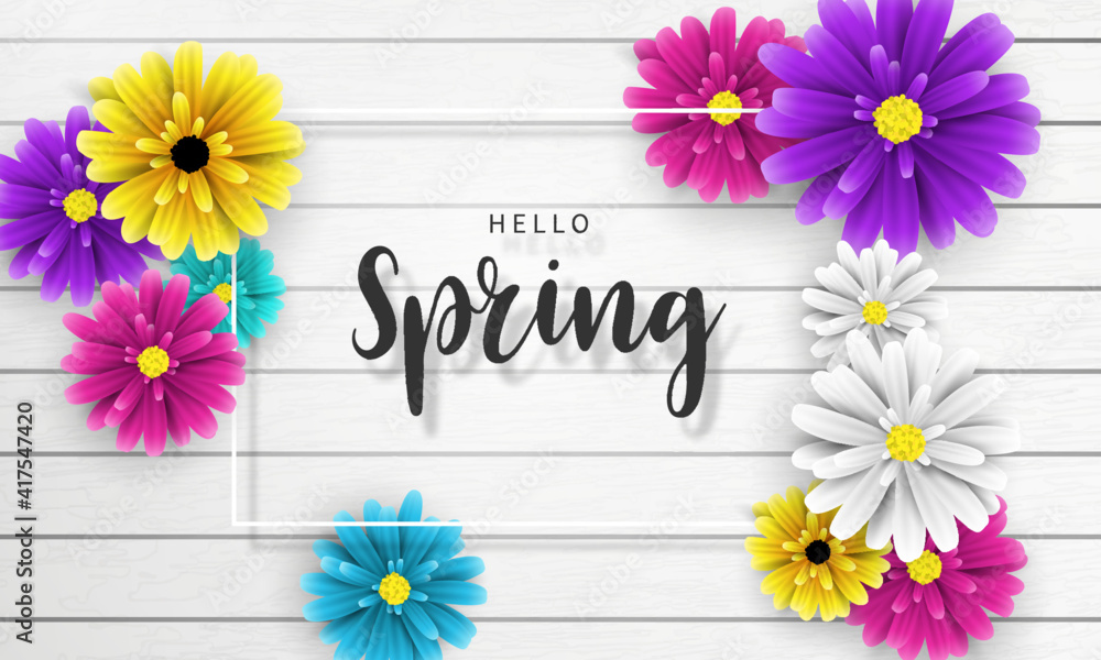 Design banner Spring background with beautiful flower. Vector ...