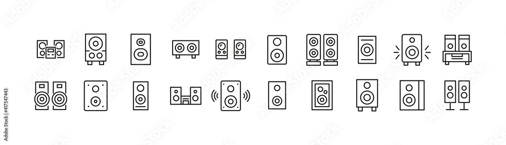 Set of speaker line icons. Stock Vector | Adobe Stock