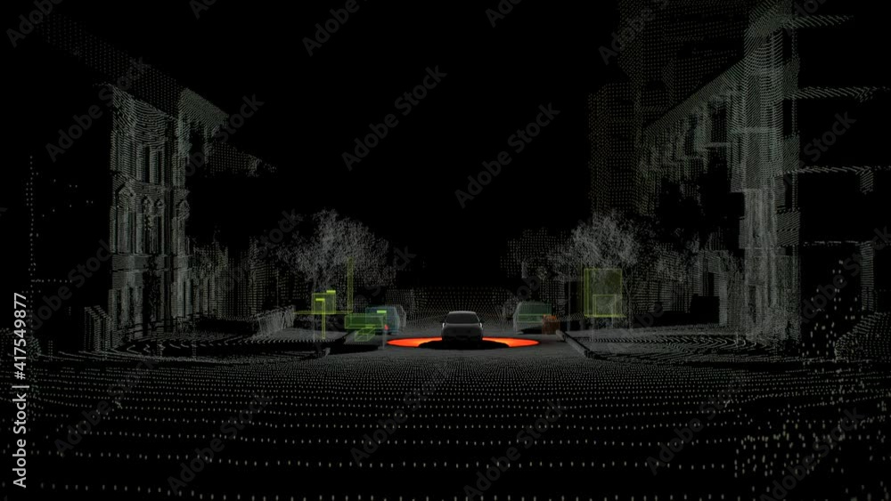 Autonomous car driving training process. Artificial intelligence object ...