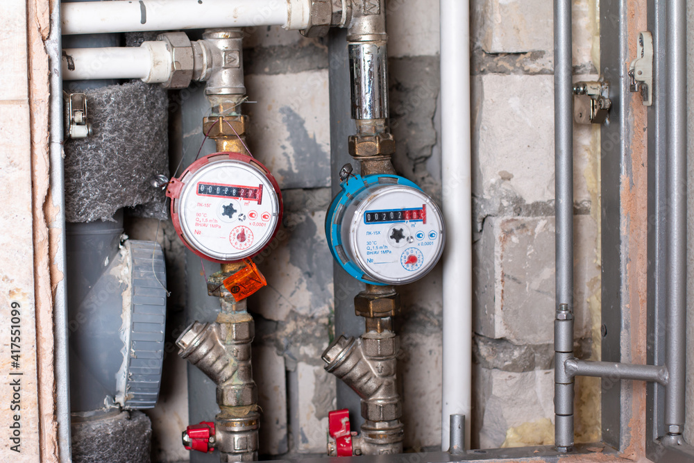 Water counter installed in residential buildings Stock Photo | Adobe Stock