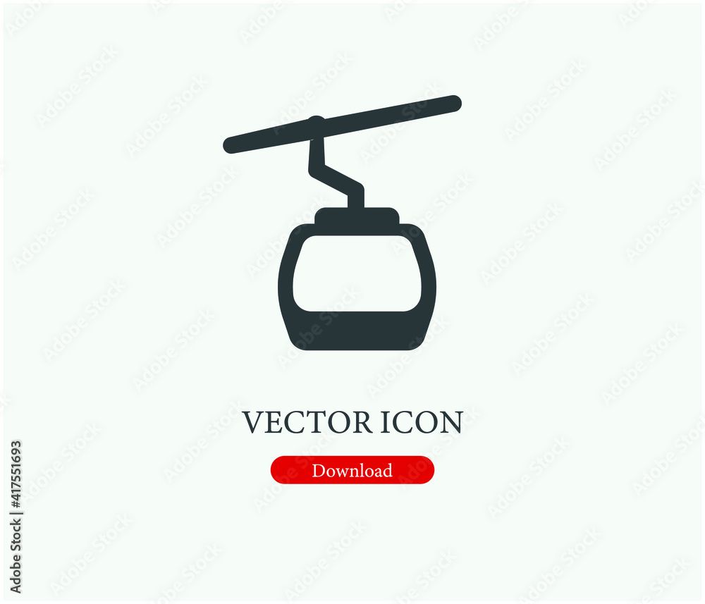 Cable car vector icon. Editable stroke. Symbol in Line Art Style for ...