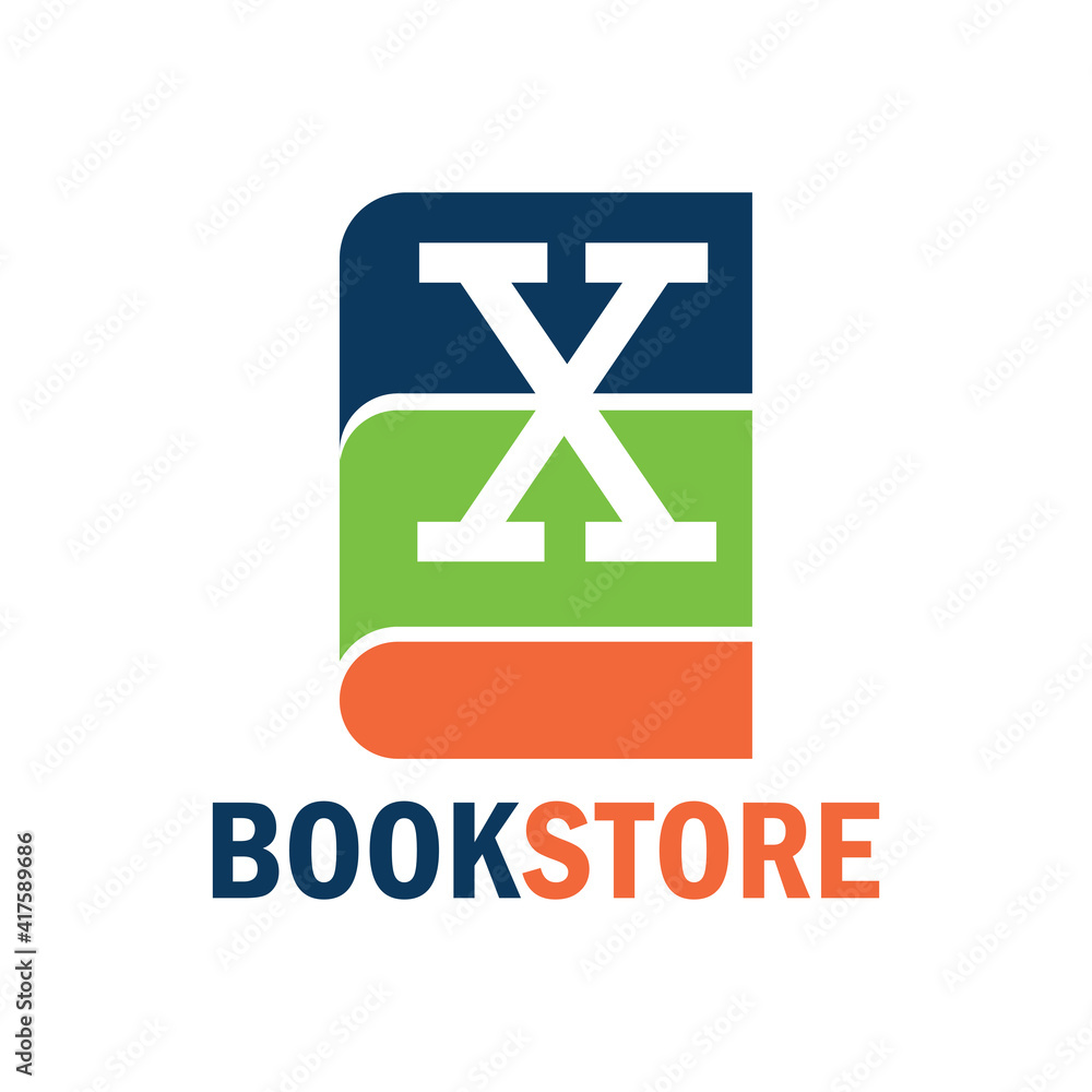 book store logo with alphabet X. vector illustration vector de Stock ...