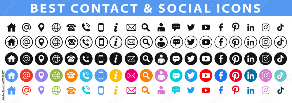 contact & social icons Stock Vector | Adobe Stock