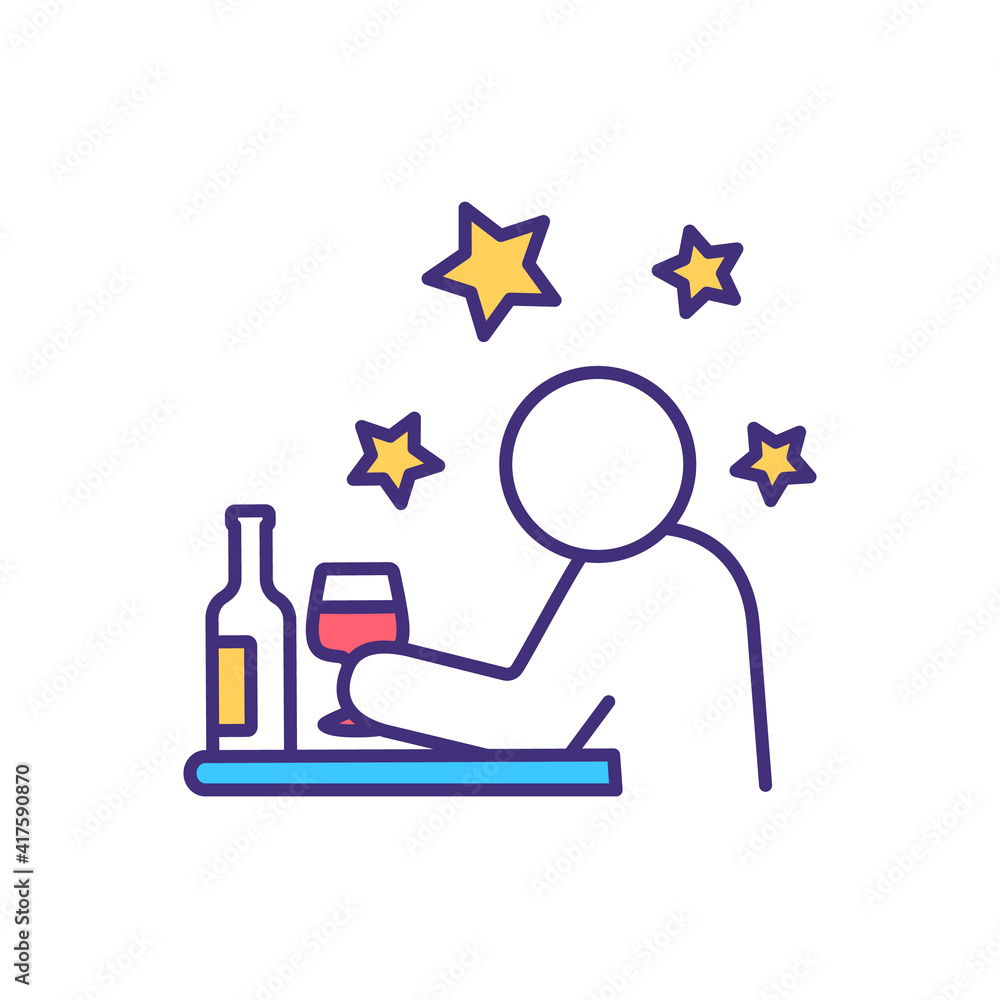 Wine tasting RGB color icon. Alcoholic beverages sampling. Sommelier ...