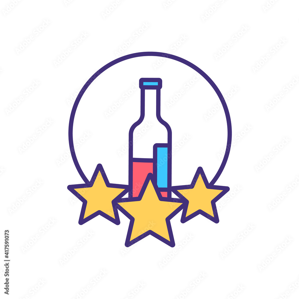 Wine quality RGB color icon. High standards smell, flavor depth and ...