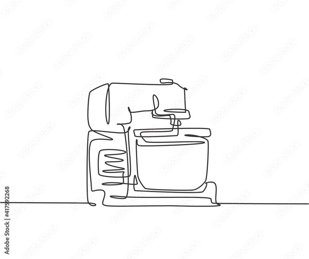One single line drawing of electric hand mixer for mixing cookie batter ...