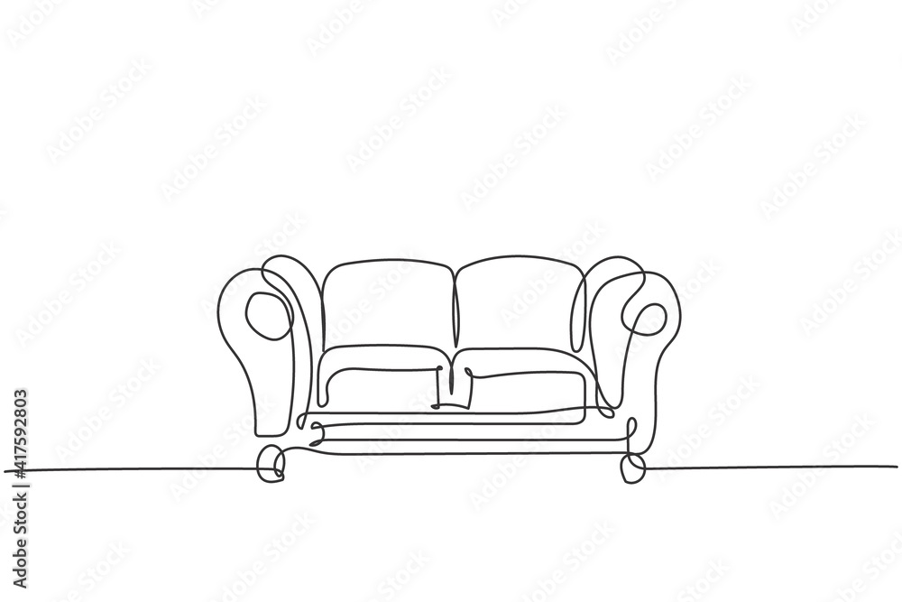 One single line drawing of expensive luxury leather sofa home appliance ...