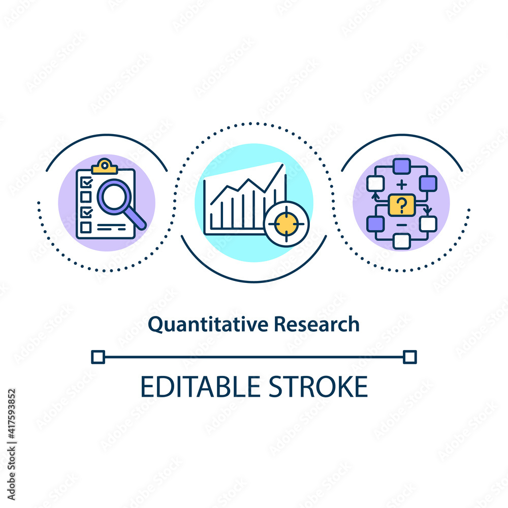 Quantitative research concept icon. Systematic investigation and ...