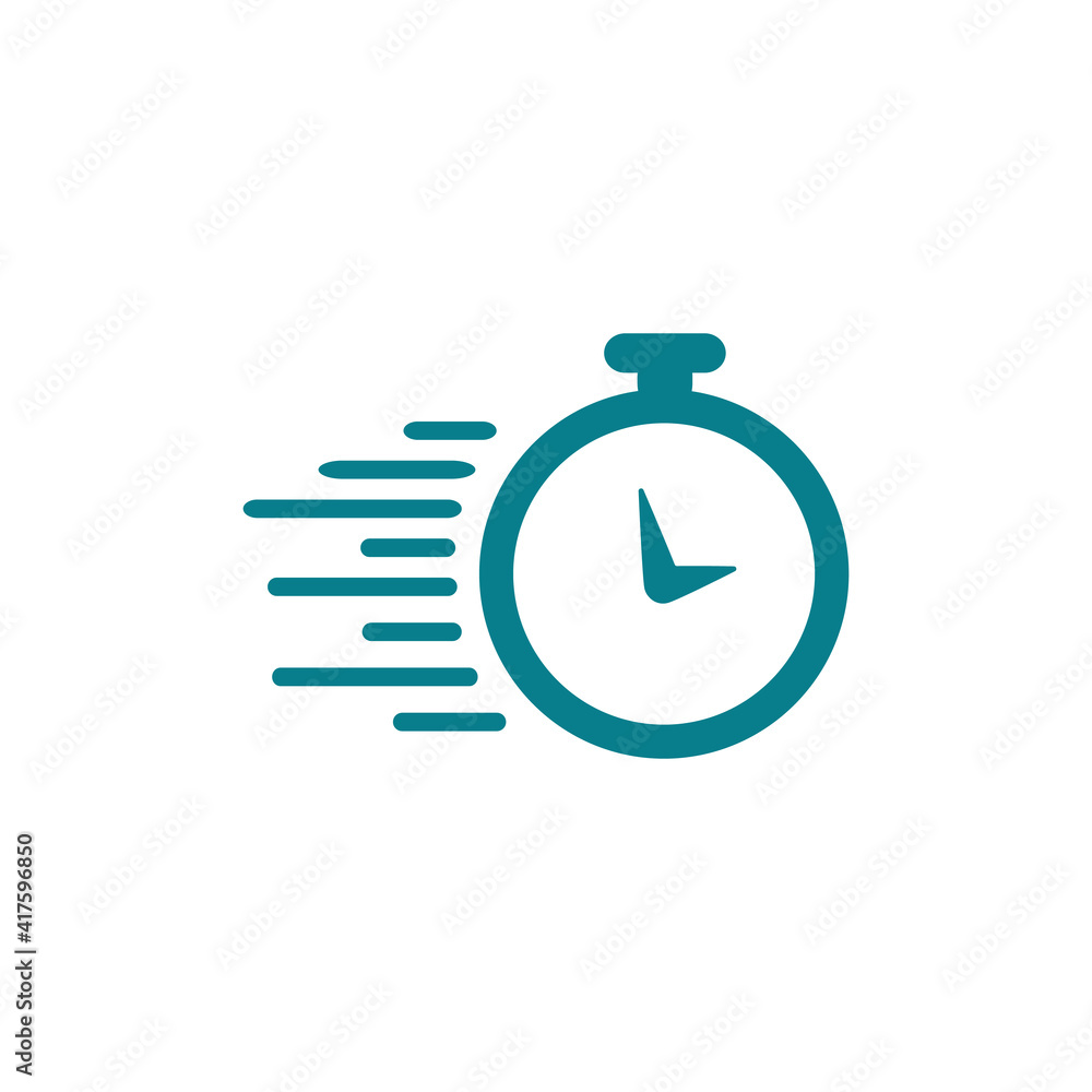 Time Faster logo design template clock with faster line on white ...