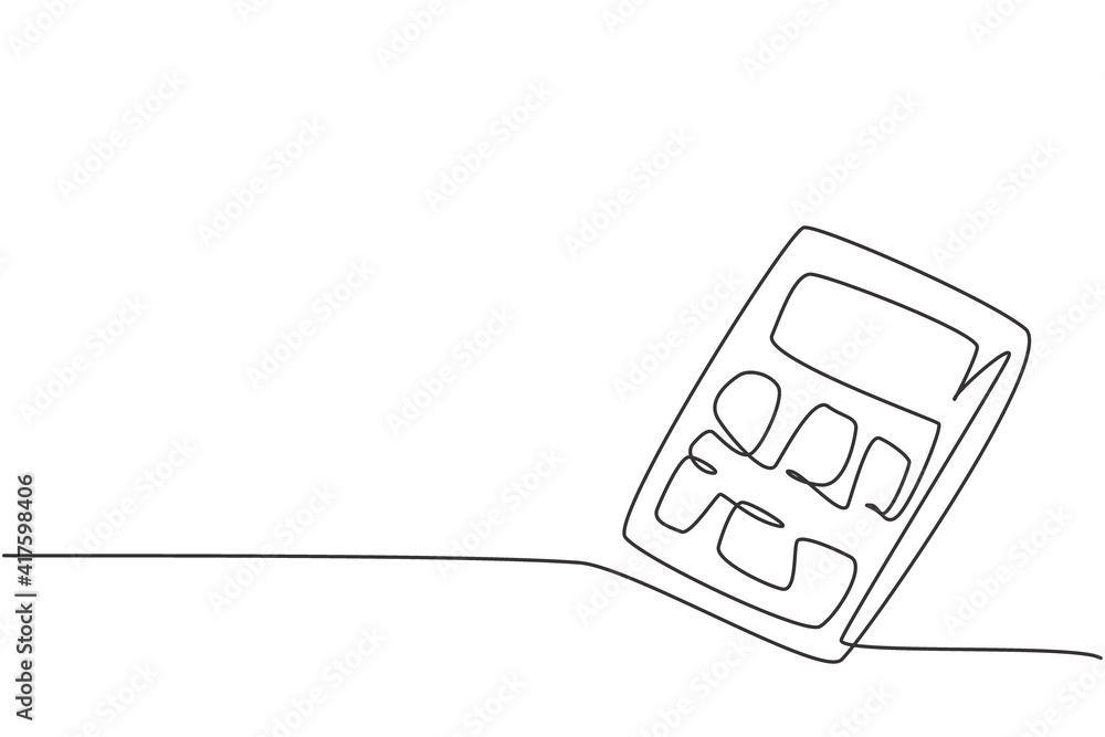 Single continuous line drawing of calculator tool to help counting ...
