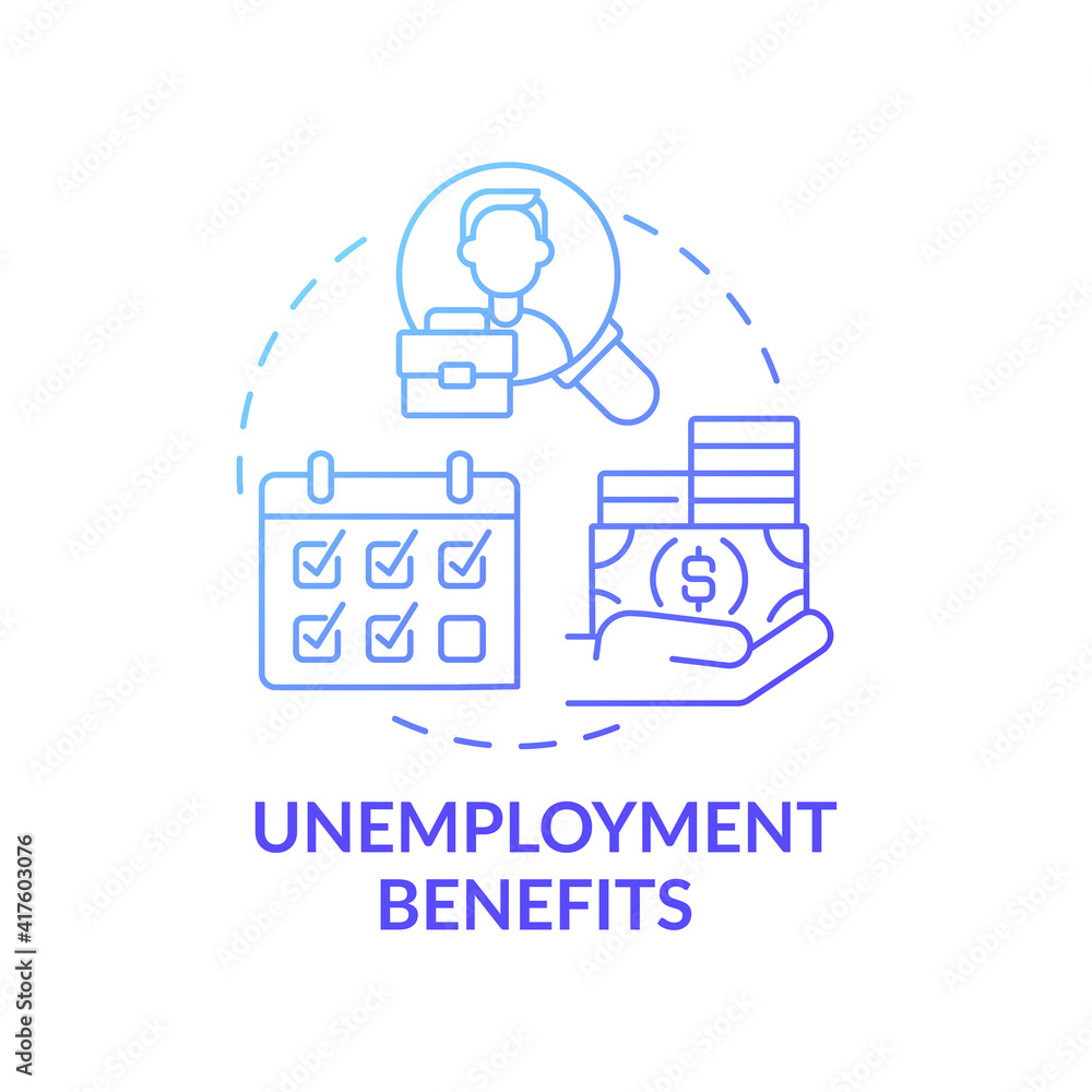Unemployment benefits concept icon. Lose job and temporary income idea ...